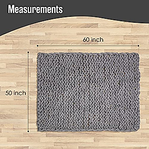 Houseables Chunky Knit Blanket, Crochet Throw, Big Yarn Blankets, 50x60 Inch, Grey, Soft, Large, Chenille, Thick Hand Knitted Cable Throws, Braided, Knotted, Woven, Handmade Knot for Couch, Bed