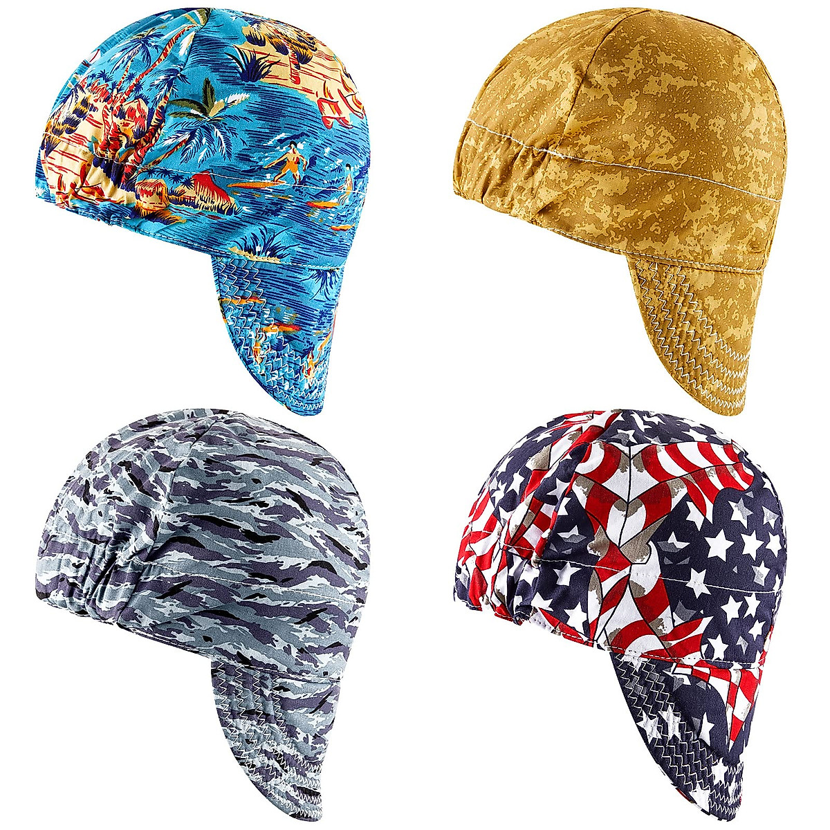 4 Pcs Welding Cap Flame Resistant Cotton Welding Hat for Men Women's Welders Caps Sweat Absorption Mesh Hat Liner for Welder Electrician Gas Station, Matched with Most Welding Helmet