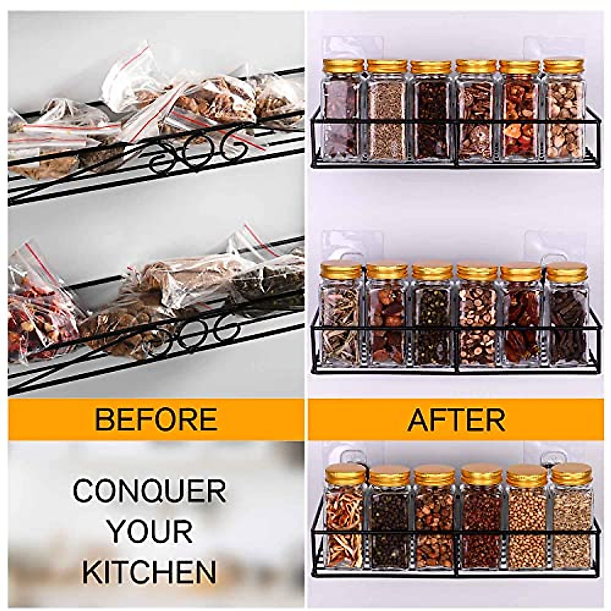 36 Pack Spice Jars with Label, 4 Oz Glass Clear Seasoning Jars, Square Spice Bottles with Shaker Lids and Airtight Metal Caps, Chalk Marker and Collapsible Funnel