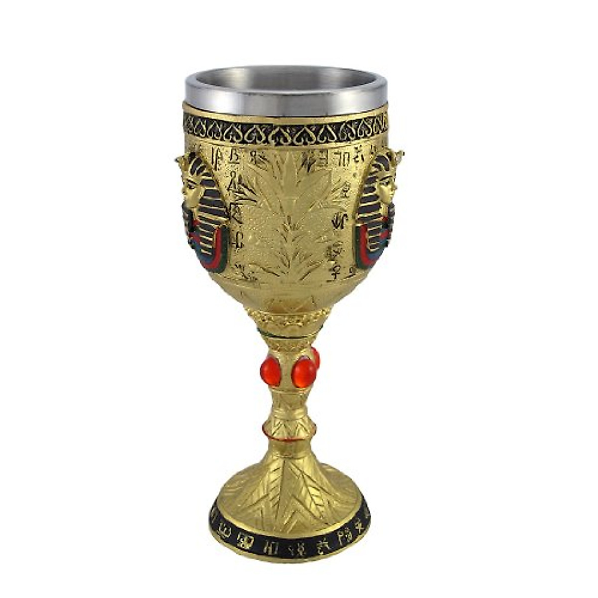 Things2Die4 Set of 2 Egyptian Wine Goblets Winged Isis/Pharaoh 6 oz.