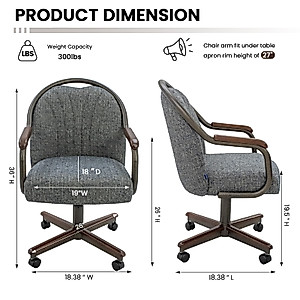 Chromcraft Set of 2 Kitchen Dining Chairs Swivel-Tilt Caster Dining Room Chairs Upholstered Memory Foam Chairs with Soft Wheels Rolling Chairs for Kitchen and Dining Room(Ravenrock Indigo-Walnut)