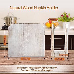 NelyBet Napkin Holder for Table, Acacia Wooden Napkin Holders for Kitchen, Rustic Farmhouse Napkin Holder for Kitchen Dining Room Table Decor, Distressed Wooden Napkin Holder White 5.5" x 5.1"