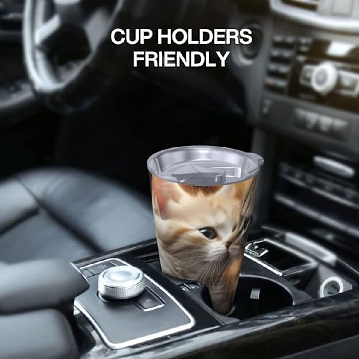 GDSHJKLW Cat Kiss Tumbler With Lid And Straw 20oz Stainless Steel Leakproof Travel Coffee Mug Double Wall Insulated Cup Gifts For Women Home Office