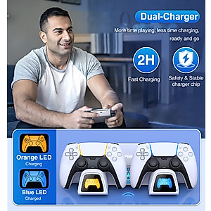 PS5 Stand with Cooling Station&Dual Controller Charger for Playstation 5 PS5 Console, CYKOARMOR PS5 Accessories with 5V/3A Adapter, PS5 Base with Cooler Fan, Charging Dock and Game Holder White