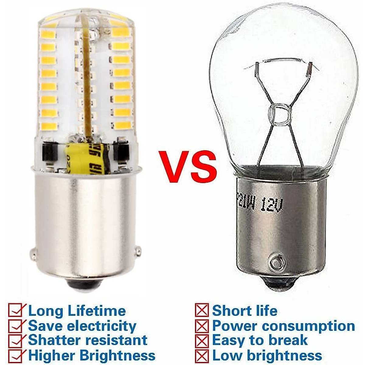 Ba15s 1156 P21w Led 12V Ac/Dc 6w Low Voltage Bulbs, 1141 S8 Single Contact Bayonet Base, 3000K Warm White, for Landscape Lighting, RV, Camper, Outdoor Path Lighting Deck Lighting. (Pack of 4)