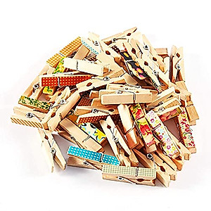 50Pcs Mini Clothespins, Colorful Wooden Clothespins Photo Paper Peg Craft Clips Small Picture Clips for Wall Hanging Pictures