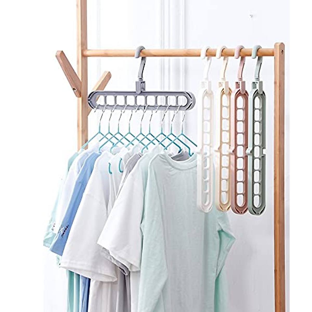 Magic Hanger Space-Saving Hanger Multifunctional Smart Wardrobe Magic Hanger Premium Wardrobe Clothing Stacking Hanger 9 Slots (Pack of 4)