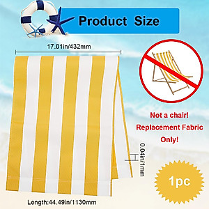GORGECRAFT 44x17 Beach Sling Chair Replacement Canvas 1mm Thick Yellow and White Stripes Outdoor Furniture Folding Sling Lounge Chair Fabric Patio Sling Chairs Cloth for Sunbathing Garden Courtyard