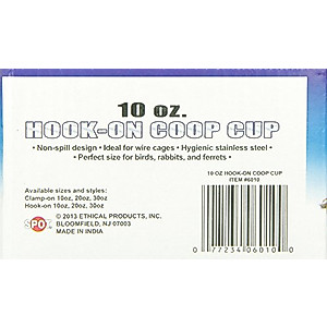 SPOT By Ethical Products - Stainless Steel Coop Cup Wire Hanger Kennel Pet Bowl For Dogs Cats Birds and Reptiles - 10oz