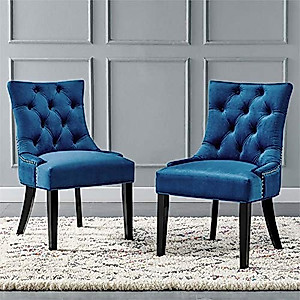 Modway Regent Tufted Performance Velvet Dining Side Chairs - Set of 2, Navy