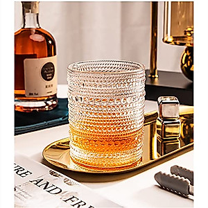 Amzcku Vintage Drinking Glass Set of 6 Kitchen Glasses Cup（13 OZ），for Water，Cocktail，Milk，Juice and Beverage.…