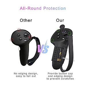 Lonxmovs Controller Grip Cover Compatible with Meta/Oculus Quest 3 Grips Cover for VR Touch Plus Controllers Covers Protector with Battery Opening Cover and Knuckle Straps(Black)
