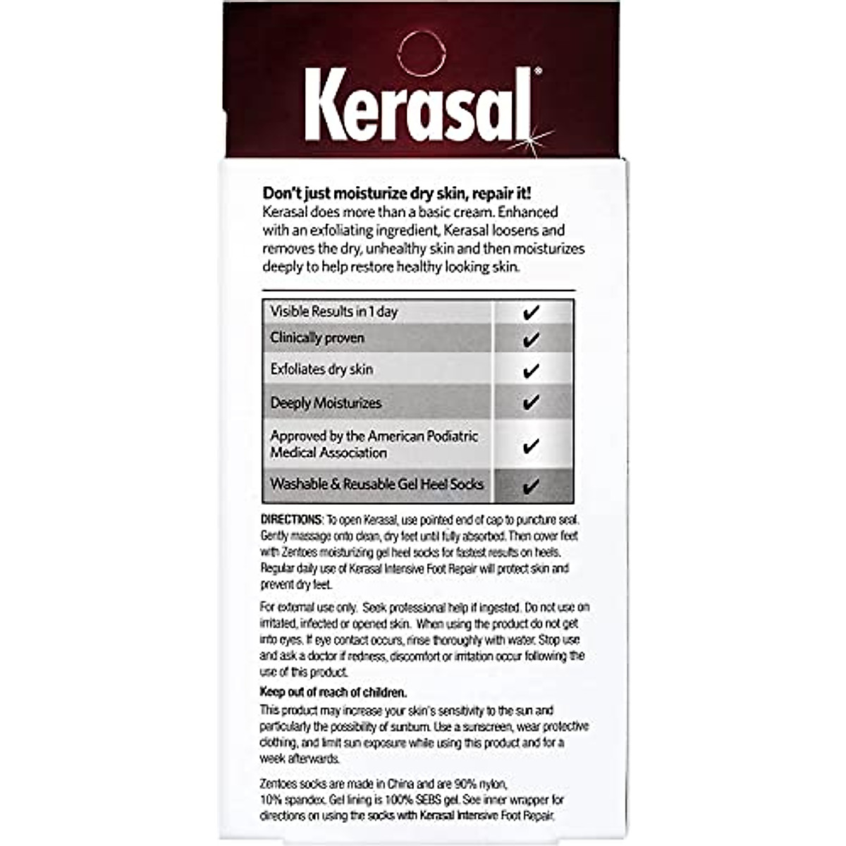 Kerasal Intensive Foot Repair Skin Healing Ointment, 1 Oz and Moisturizing Gel Socks, One Pair (Packaging May Vary)