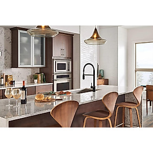 Moen Align Matte Black Motionsense Wave Sensor Touchless One-Handle High Arc Spring Pre-Rinse Pulldown Kitchen Faucet with Sprayer, Kitchen Sink Faucet for Bar, Farmhouse, Commercial, 5923EWBL