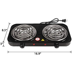 Timoau Electric Countertop Burner, Double Burner, 2000W Induction Cooktop, Portable Electric Hot Plate, 5 Level Adjustable Temperature Control Cooking Ranges for Home Dorm Camping Cooking