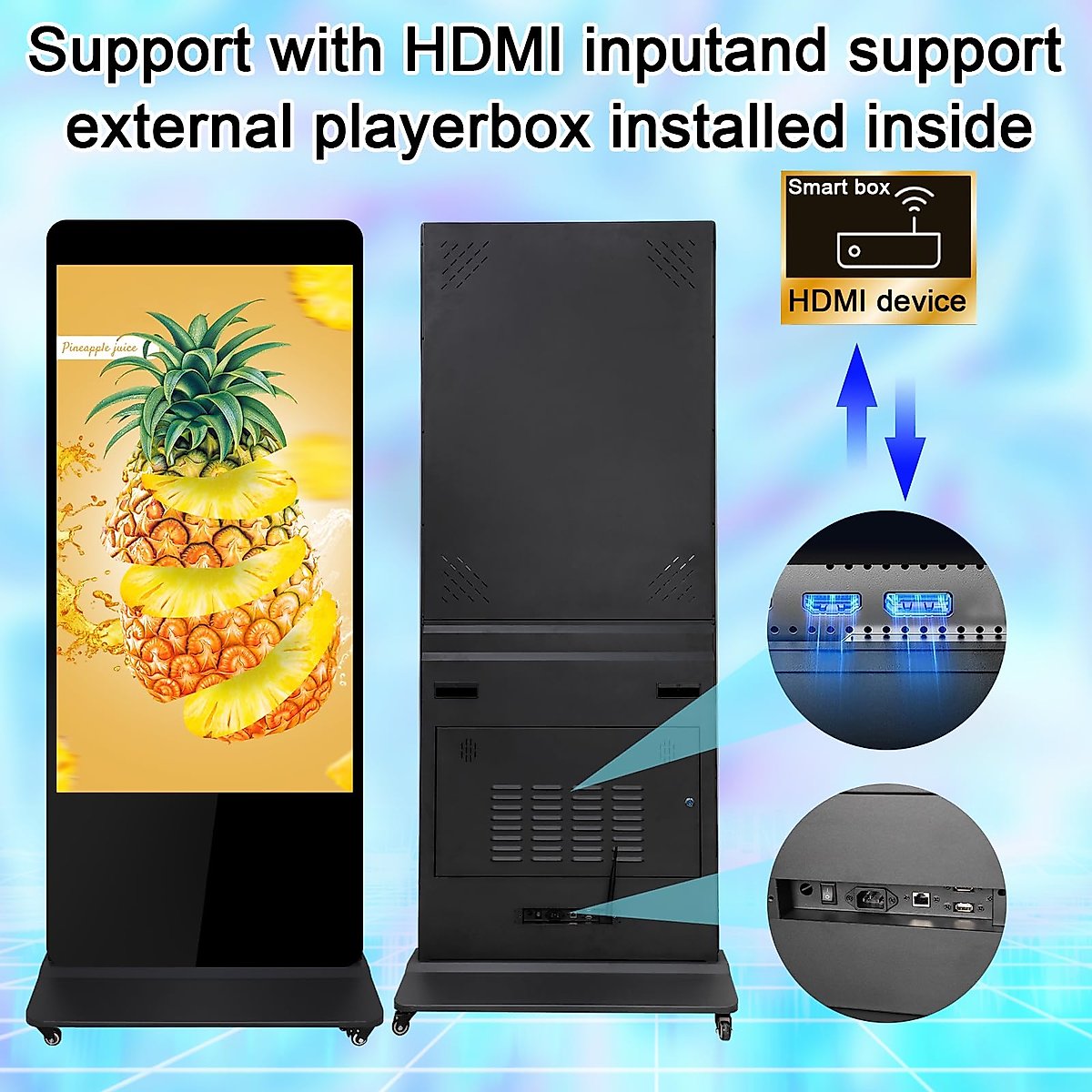 ZLPOWER 65" Digital Kiosk Non Touchscreen Digital Signage Kiosks Interactive Displays Floor Standing 4K IPS LCD Screen Commercial Totem with Android 11 System Interactive Advertising Media Player