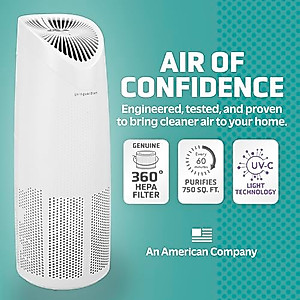 GermGuardian Air Purifier with HEPA Filter, Removes 99.97% of Pollutants, Covers Large Room up to 750 Sq. Foot Room in 1 Hr, UV-C Light Helps Reduce Germs, Zero Ozone Verified, 22", White, AC4625WDLX