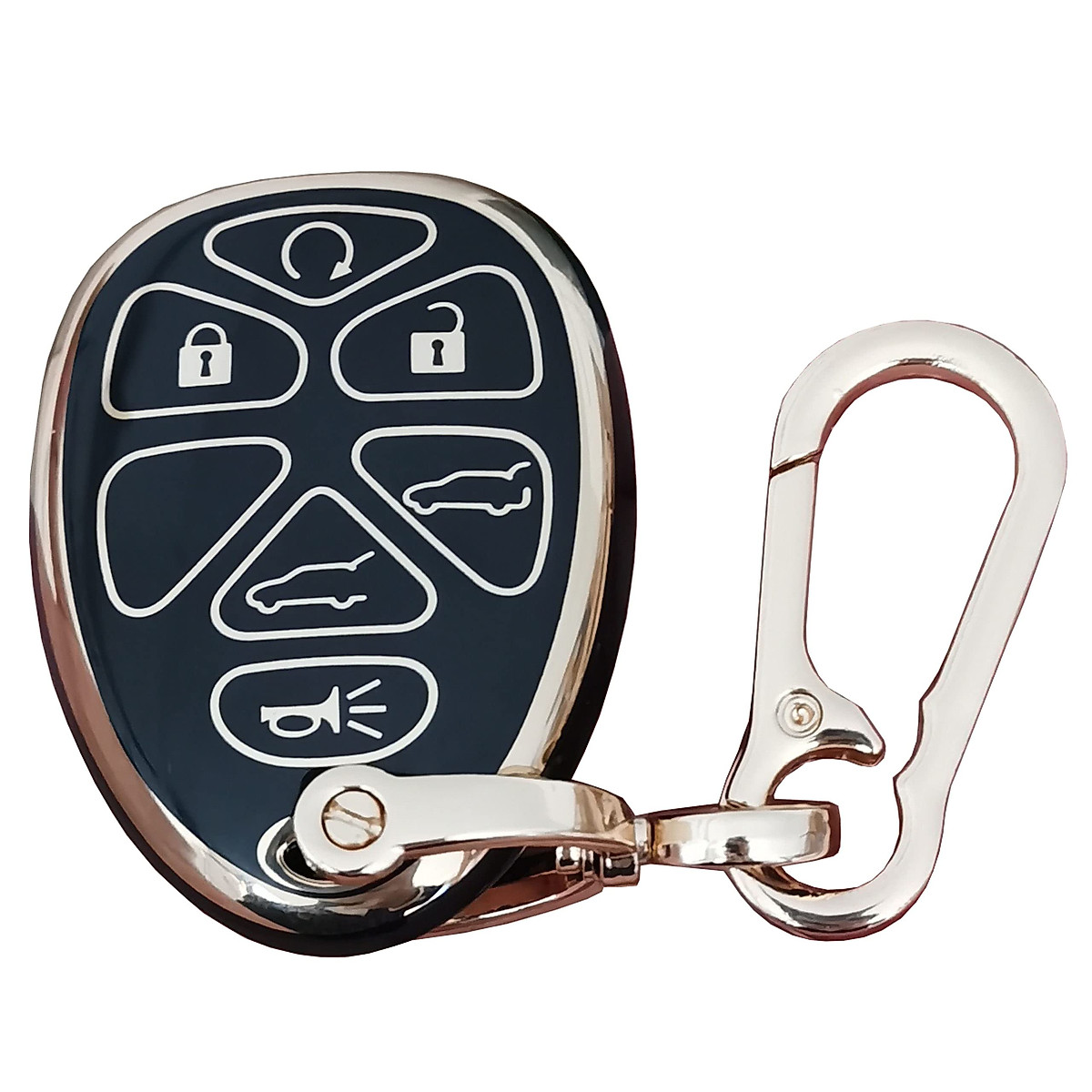 QIXIUBIA for Chevrolet Key Fob Cover Keyless Remote Smart Key Fob Shell with Keychain Fit for Chevy Suburban Tahoe Traverse Buick Enclave Cadillac Escalade GMC Acadia Yukon (Black 6-Button)