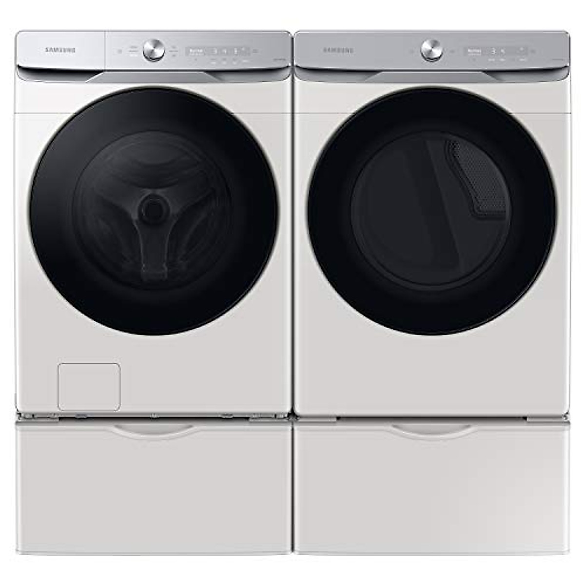 SAMSUNG 27-Inch Washer Dryer Pedestal Stand w/ Pull Out Laundry Storage Drawer, Stainless Steel, WE402NE/A3, Ivory