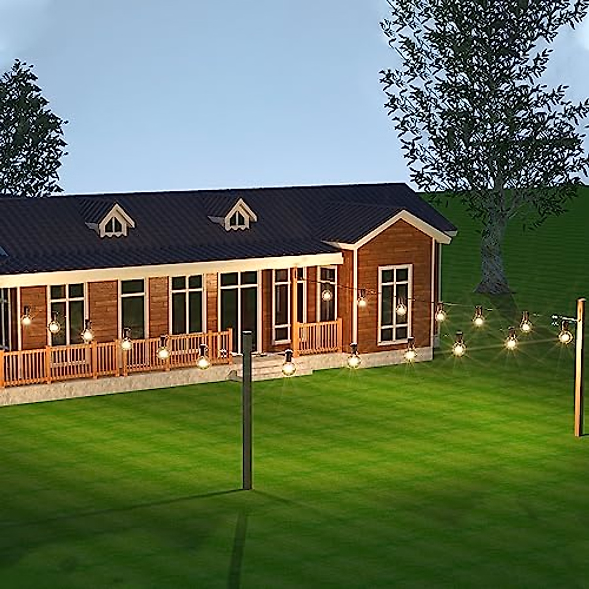 BLIKA Globe String Light Suspension Kit, Outdoor Light Guide Wire, 170FT Coated Stainless Steel 304 Rope, String Light Hanging Kits