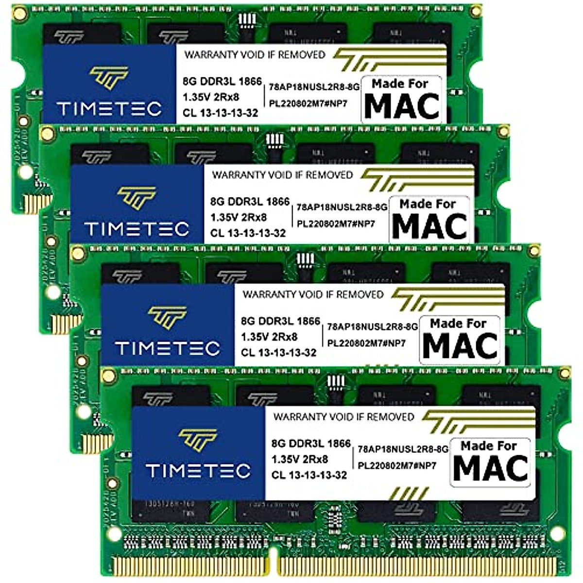 Timetec 32GB KIT(4x8GB) Compatible for Apple Late 2015 iMac (27-inch w/Retina 5K Display) DDR3L 1867MHz / 1866MHz PC3L-14900 2Rx8 CL13 1.35V 204 Pin SODIMM Memory Module MAC RAM Upgrade for iMac 17,1