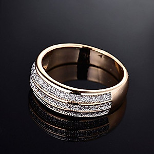 Promsup Triplex Row Pave-Set White Topaz Engagement Band Ring Sz6-Sz9 in 18k Multi-Tone (6)