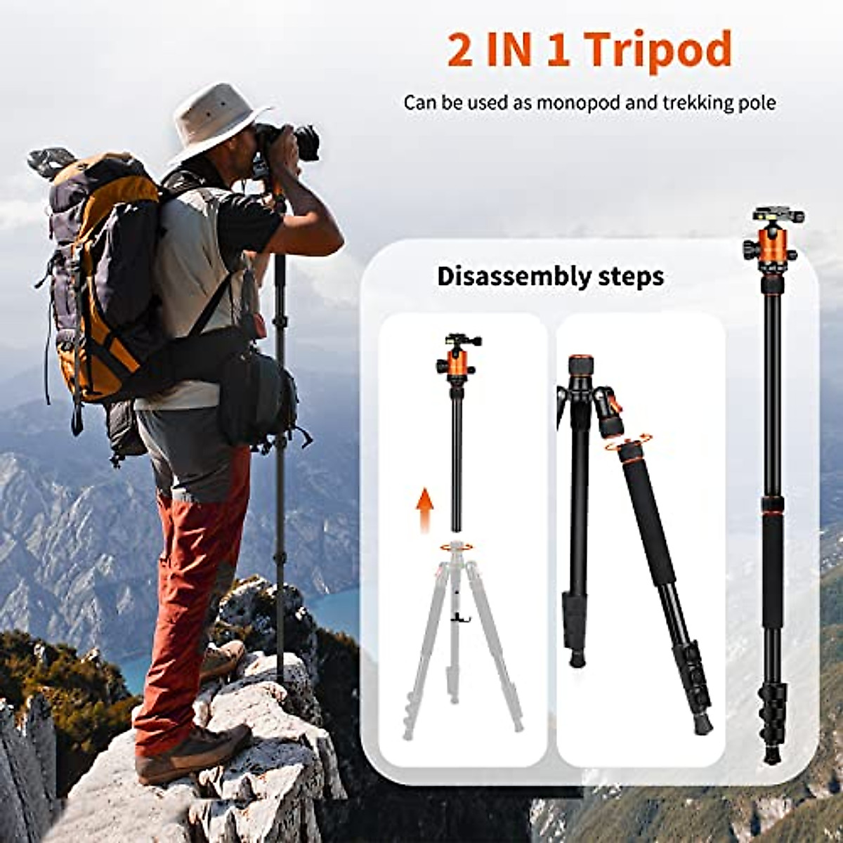VICTIV Camera Tripod 81 inches Monopod, Heavy Duty Tripod for DSLR, Professional Aluminum Tripod with 360 Degree Ball Head and Carry Bag for Travel and Photograghy, Compatible with Canon Nikon Sony