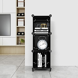 Anenz Cube Storage Shelves, DIY Plastic Cabinet Organizer - Unit for Closets Bedroom, Playroom, Living Room, Office, Dorm - Black (Set of 3)