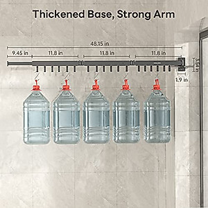 Mbillion Tri Folding Clothes Drying Rack with Extended Arm 48'' Long,Laundry Drying Rack,Wall Mounted Drying Racks for Laundry with Ring Type Hooks Heavy Duty, for Balcony,Laundry,Bathroom, Grey