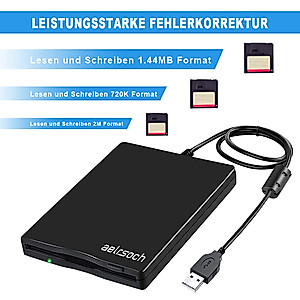 aelrsoch Floppy Disk Reader External Drive USB 3.5-inch USB External Floppy Drive 1.44 MB FDD Portable Floppy Disk Suitable for PC Windows 2000/7/8, Plug and Play
