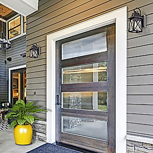 FLALINKO Dusk to Dawn Outdoor Wall Sconce - 2 Pack 14" Farmhouse Porch Light in Oil Rubbed Bronze Finish Clear Seedy Glass for Garage, Patio, Porch, Doorway, Entryway (ORB, Twin Pack)