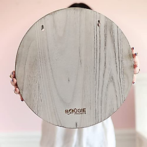 BOUGIE PRODUCTS Moon Shelf Rustic White - Floating Wall-Mounted 14" x 3.5" Wooden Crescent Moon Shelf for Bathroom, Bedroom, Living Room & Kitchen - Display for Crystals, Stones, and Essential Oils