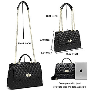 ER.Roulour Quilted Crossbody Bags for Women, Trendy Roomy Shoulder Handbags with Flap Gold Hardware Chain Purses Shoulder Bag Black