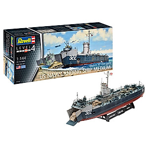 Revell RV05169 05169 US Navy Landing Ship Medium (Bofors 40mm) Plastic Model kit 1:144 Scale, Unpainted