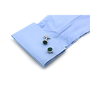 iGame Men's Luxury Crystal Cufflinks Green Color Stone Quality Wedding Cuff Links with Gift Box