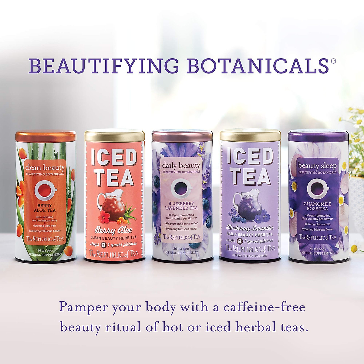 The Republic of Tea Beautifying Botanicals® Beauty Blueberry Lavender Herbal Iced Tea Bags (8 count)