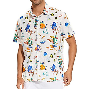 ZAFUL Men's Tropical Hawaiian Print Shirt Short Sleeve Relax Fit Vintage Button Down Shirts