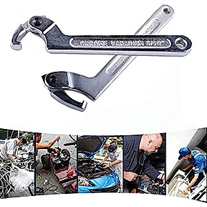 Wadoy Adjustable C Spanner Hook Wrench Chrome Vanadium 3/4-2"(19-51Mm)+2-4 3/4"(51-121Mm) Spanner Set-Used to Tighten Side Slot Nuts on Collars, Lock Nuts and Bearings