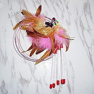 JTQXX Cat Feather Toy, Cat Toys Wand, Bundle of 5 Pack Interactive Pet Cat Kitten Chaser Teaser Wire Wand with Bell Beads for Cat Exercise Play Fun Gifts - Wholesale