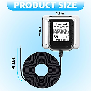 Doorbell Transformer, 24V 500MA Doorbell Power Adapter - Compatible with Ring, Wyze, Nest, Eufy, Arlo Wireless Video doorbell (with 26ft Cable Black)