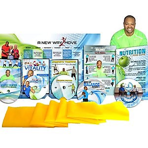 Premium, Senior Exercise DVD System- 5 DVDs + Resistance Band + Balance Exercises + Nutrition Guide + 3 Bonus Gifts. All Exercise for Seniors are Shown Both Standing and Seated in Chair Exercise for
