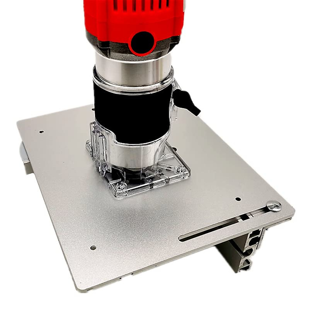 Aluminum Router Table Insert Plate W/Miter Gauge for Woodworking Benches Table Saw Multifunctional Trimmer Engraving Machine (Type-A)