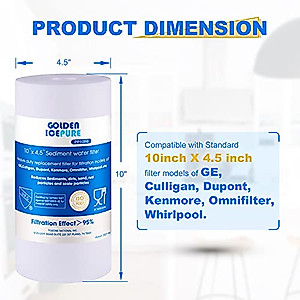 GOLDEN ICEPURE 5 Micron 4.5" x 10" Whole House Sediment Water Filter Compatible for GE GXWH30C GXWH35F, Plumber W10-PR, Culligan RFC-BBSA, W15-PR, Culligan HD-950, WFHD13001B 2PACK