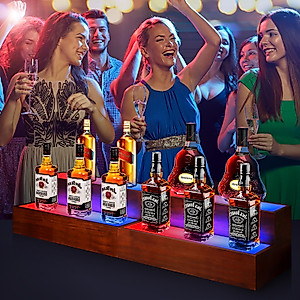 B4Life 2 Pack 16 Inch LED Lighted Liquor Bottle Display Shelf, 2 Tier LED Bar Shelves for Liquor Bottles, Bar Bottle Display Shelf, Lighted Liquor Shelf, Bar Lights for Liquor Shelves