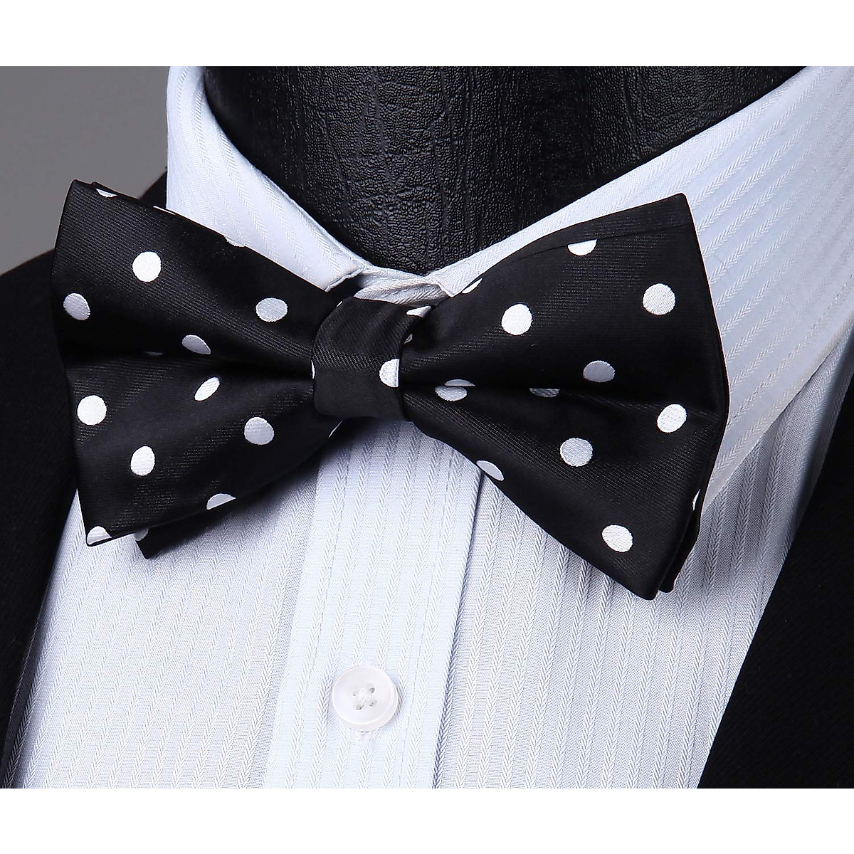 HISDERN Bow Ties for Men Polka Dot Pretied Bowtie Black Classic Formal Business Bow Tie Adjustable Tuxedo Bowties for Wedding & Party