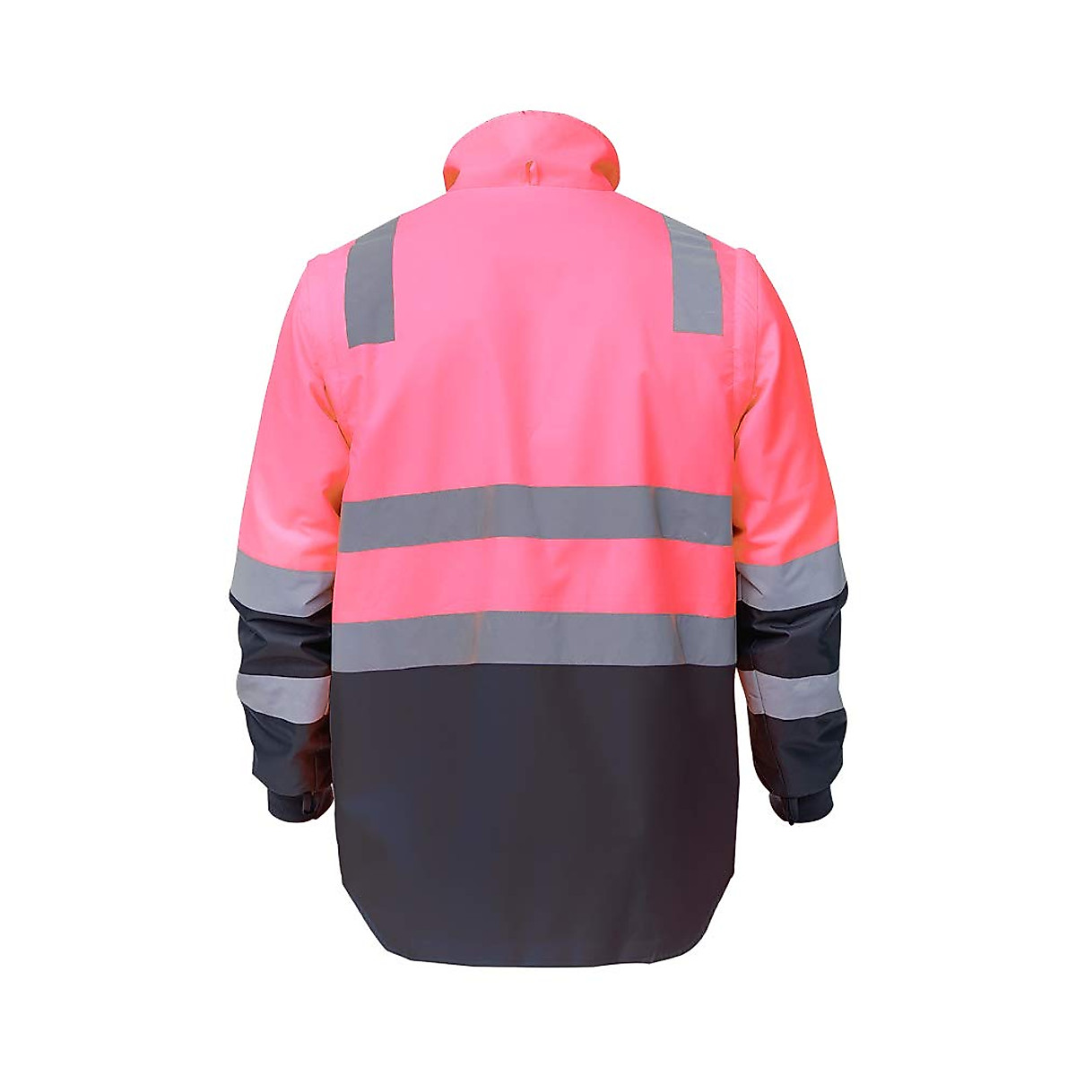 SMASYS Safety High Visibility Oxford 6 in 1 Reflective Jacket Insulated Parka, ANSI Class 3, Construction Protective Workwear