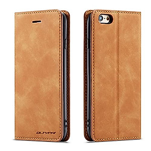QLTYPRI Case for iPhone SE 2022 5G/iPhone SE 2020/iPhone 8/iPhone 7, Premium PU Leather Cover TPU Bumper with Card Holder Kickstand Magnetic Adsorption Flip Wallet Case for iPhone 7/8/SE2/SE3 - Brown