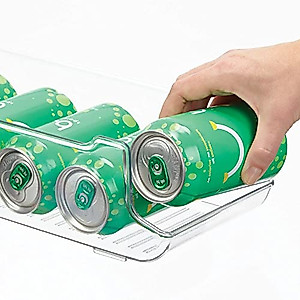 mDesign Large Plastic Pop/Soda Can Dispenser Storage Organizer Bin for Kitchen Pantry, Countertops, Cabinets, Refrigerator - Holds 9 Cans - BPA Free, Food Safe, 4 Pack - Clear