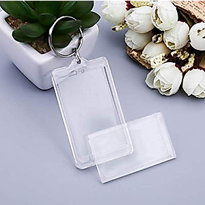10Pcs SMALL SIZE-Rectangle Clear Acrylic Photo Snap-in Keychain Blank Double Sided Custom Personalised Photo Insert Picture Frame Keychain Keyring Holder(1.1 x 1.7 in)
