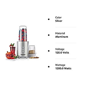 1200W Aluminum 3-Speed Juicer for Shakes and Smoothies, Healnitor Large Size Mixer with Blending and Juicing for Kitchen, Silver